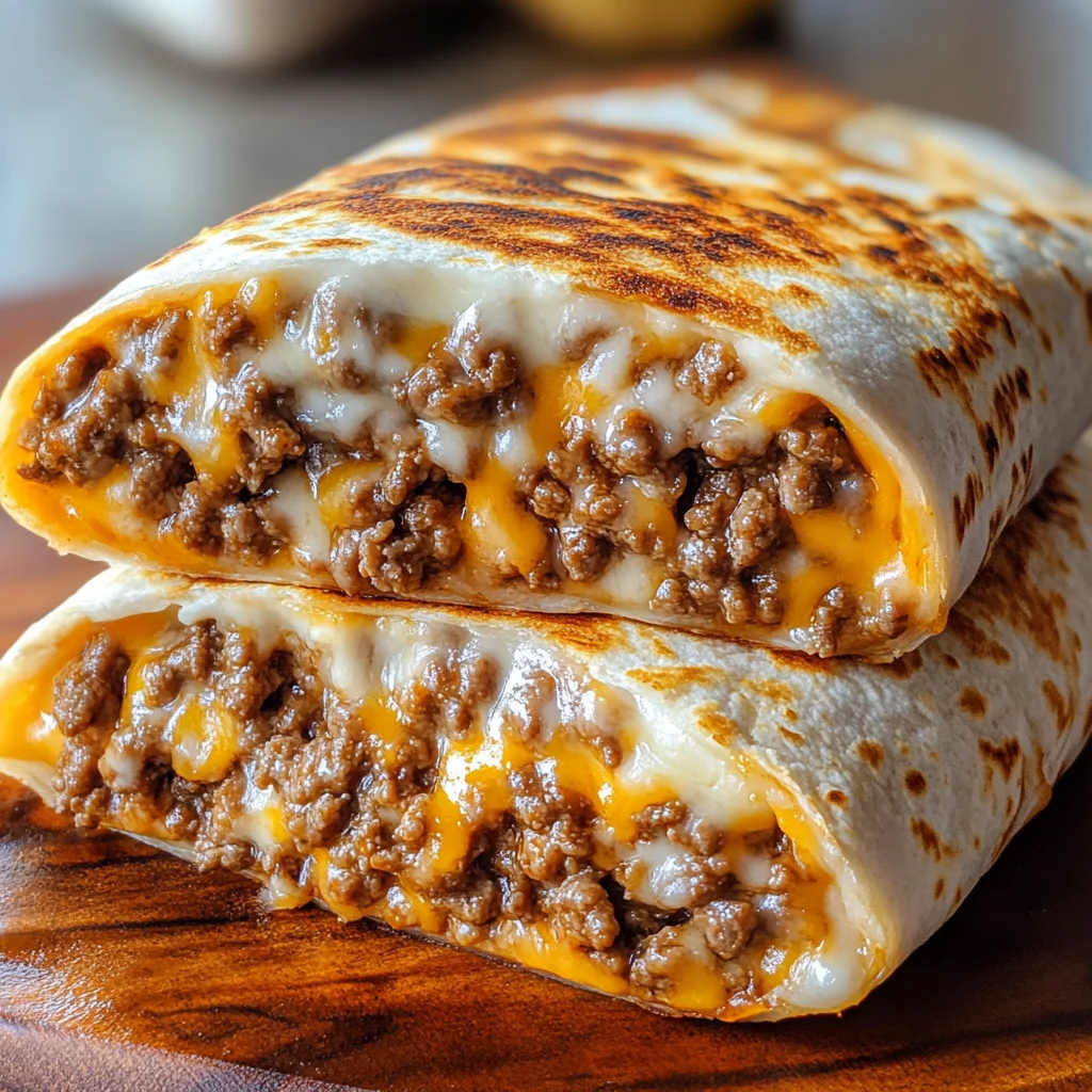 Crispy & Cheesy Grilled Cheese Beef Burrito